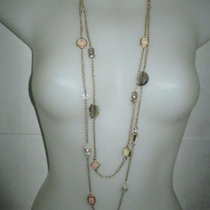 LOFT | Jewelry | Loft Long Crystal Stone Station Necklace | Poshmark